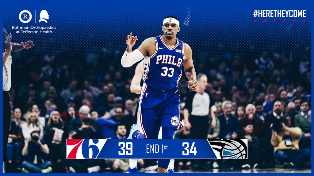 76人VS魔术：雷迪克10分戈登14分，76人首节39-34魔术 - 球迷屋