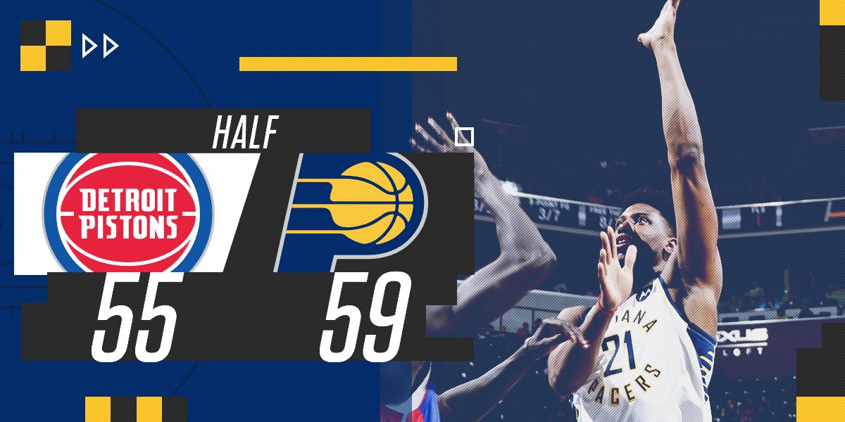 步行者VS活塞半场：萨博尼斯14+7艾灵顿15分，步行者59-55活塞 - 球迷屋