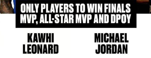 小卡已拿到FMVP、AMVP和DPOY 历史第2人 - 球迷屋