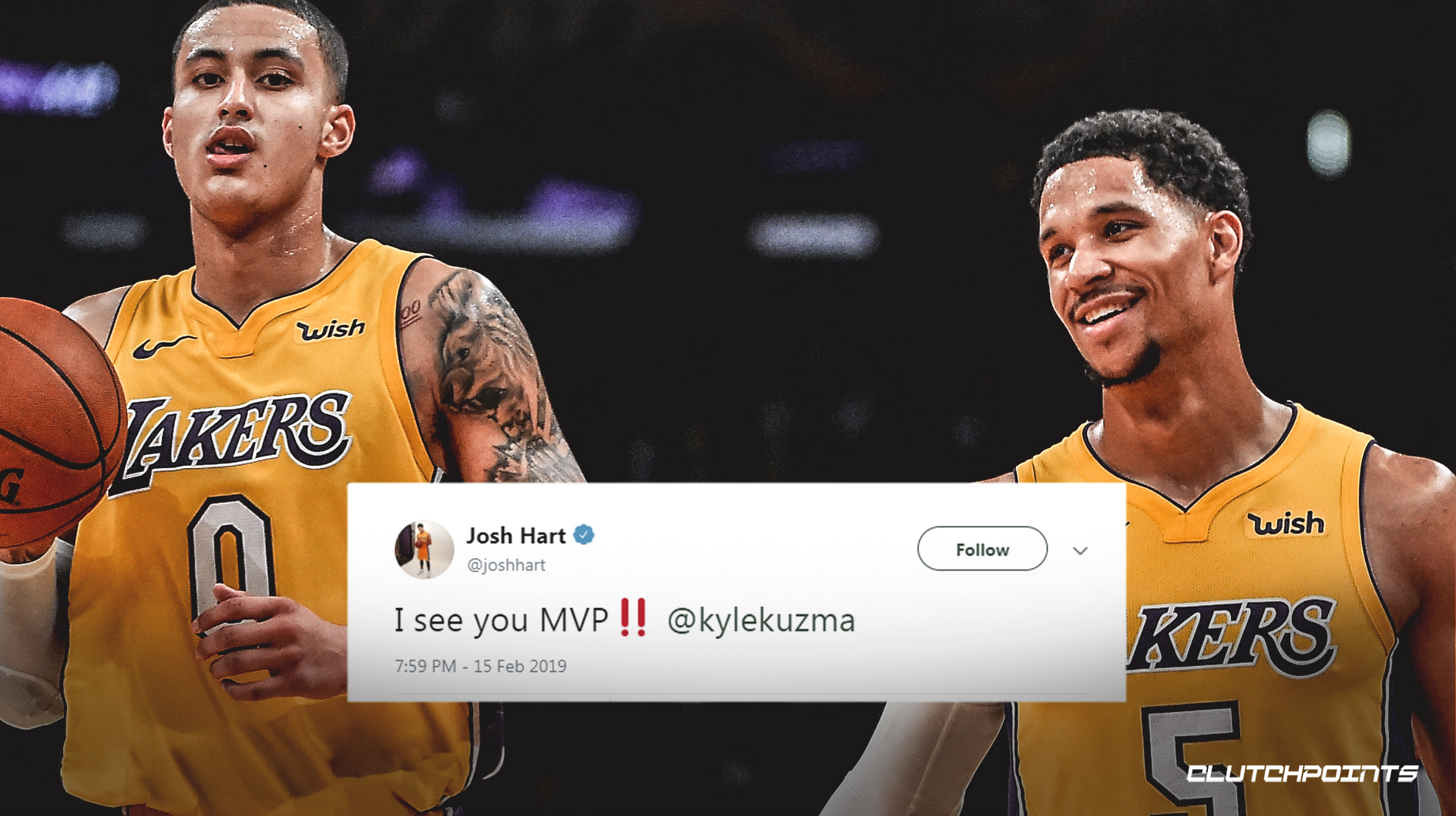 湖人的Josh Hart对Kyle Kuzma Rising Stars MVP做出反应 - 球迷屋